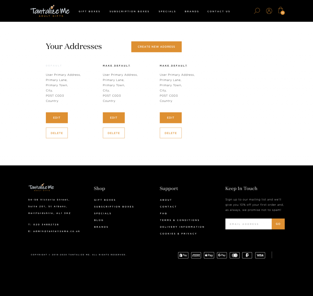 Shopify Account Pages Design Example - Whole Design Studios